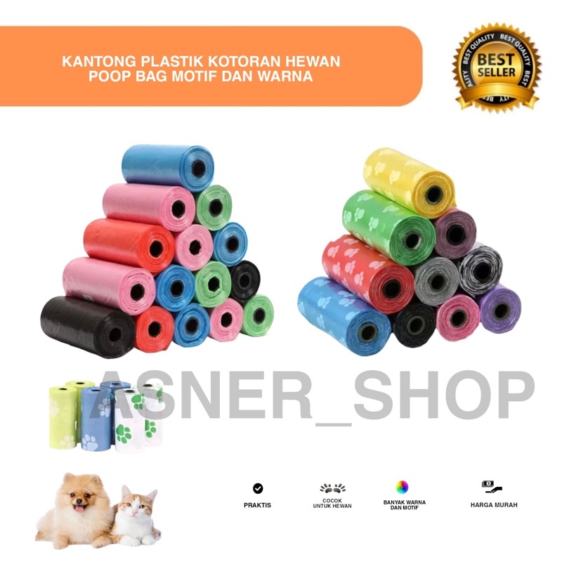 Jual Poop bag Hewan pet kucing anjing tempat Kantong Plastik kotoran ...