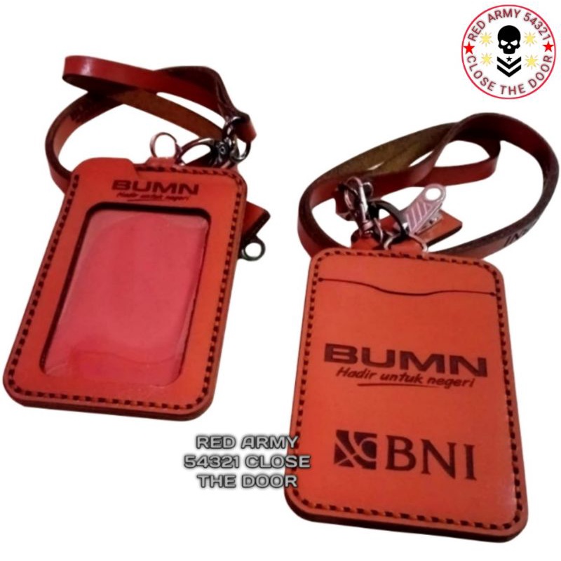 Jual Holder ID Card Kulit Asli - Tali Lanyard Nametag Logo BUMN BANK ...