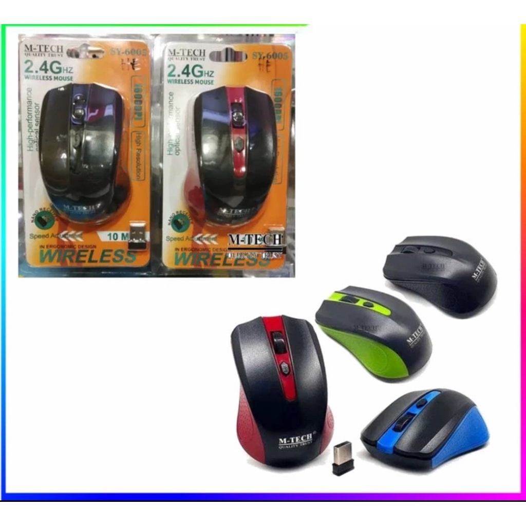 Jual mouse wireless mtech 6005 1600 dpi | Shopee Indonesia