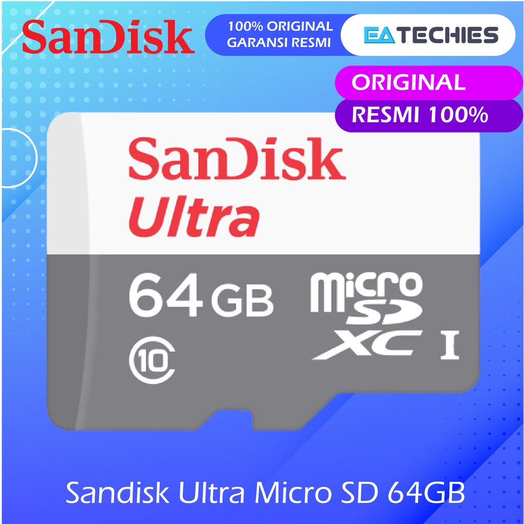 Jual SanDisk Ultra Micro SD Card 64GB 100mbps Class 10 Original ...