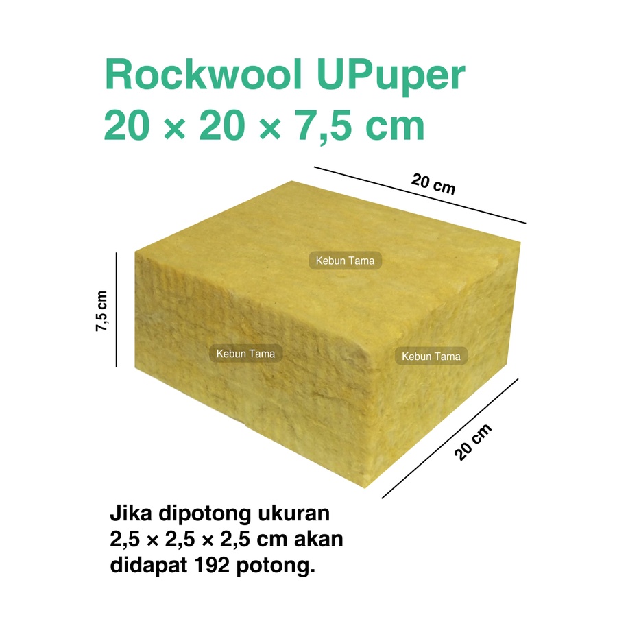 Jual Rockwool Hidroponik UPuper 20 x 20 x 7,5 cm Media Tanam 1/5 Slab ...