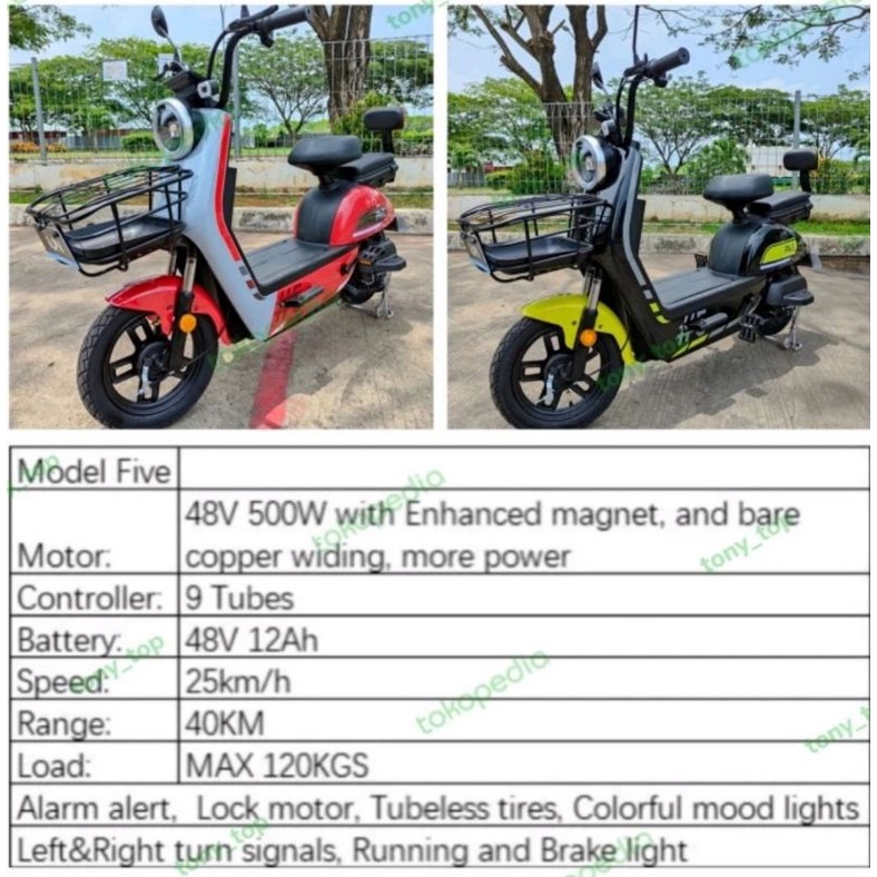 Jual Sepeda Listrik Element ION Five Lima 5 Cas 500 W Watt Aki 48 V 12 ...