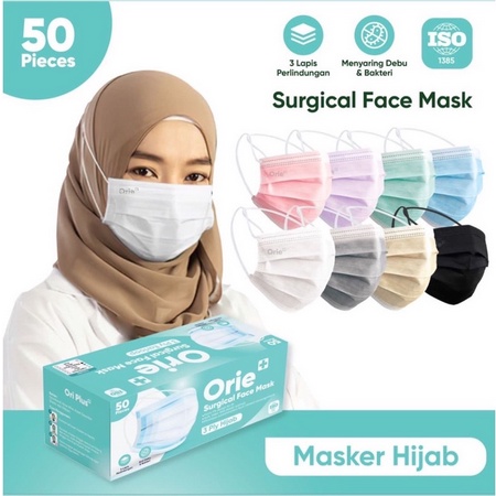 Jual MASKER EARLOOP HIJAB 3PLY ORIE+ EMBOS SURGICAL FACEMASK | Shopee ...