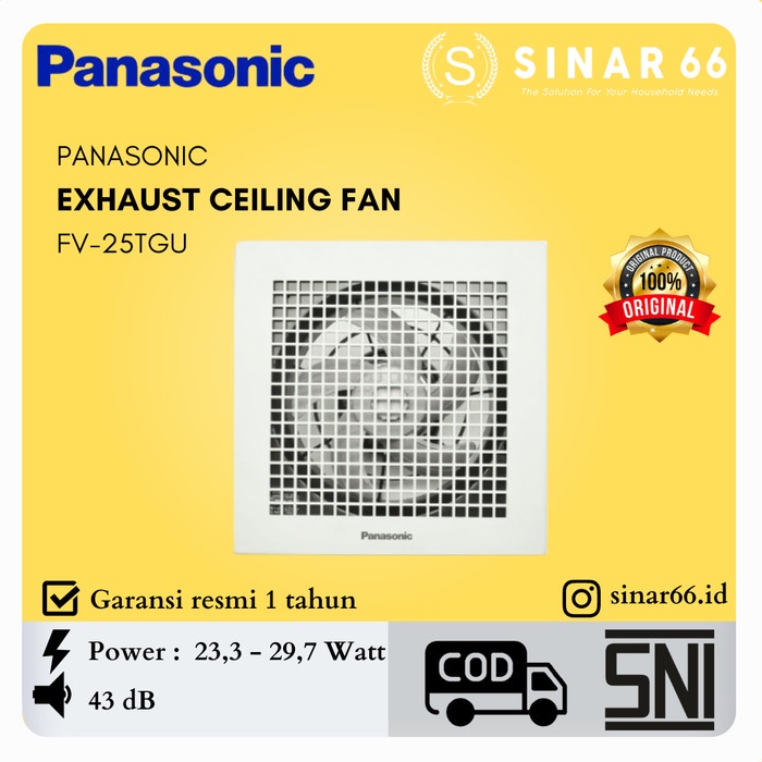 Jual Panasonic Exhaust Ceiling Fan Plafon Plafond 10" Fv-25Tgu 25 Tgu ...