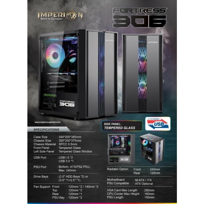 Jual Casing Casing Komputer / Pc Case Imperion Fortress 306 Include ...
