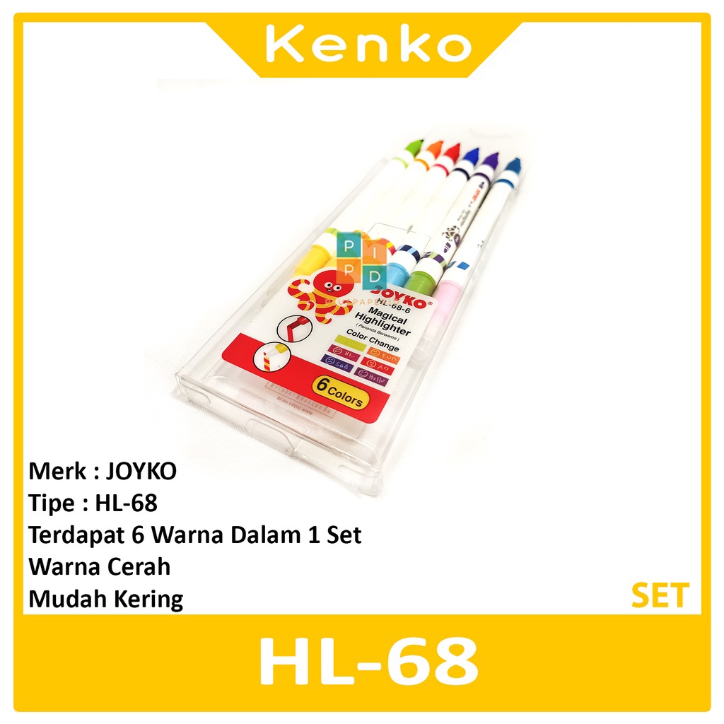 Jual JOYKO - Highlighter - Penanda Tulisan HL-68 6 Warna - Set | Shopee ...