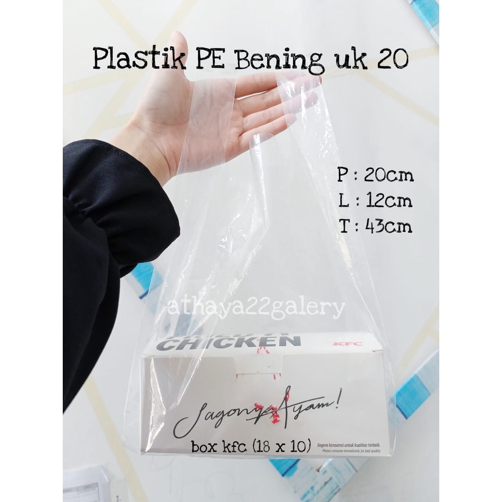 Jual PLASTIK PE BENING TRASPARAN UK 20 KRESEK BOX MAKANAN KUE ISI 50PCS ...