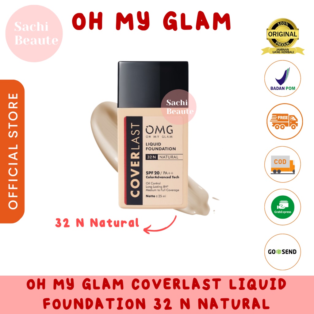 Jual OMG Oh My Glam Coverlast Liquid Foundation 32 N Natural - Alas ...