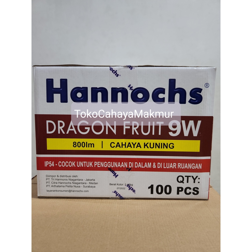 Jual Lampu LED Dragon Fruit 9w 9watt LED Buah Naga Hannochs Cahaya Kuning 1 DUS 100Pcs | Shopee ...