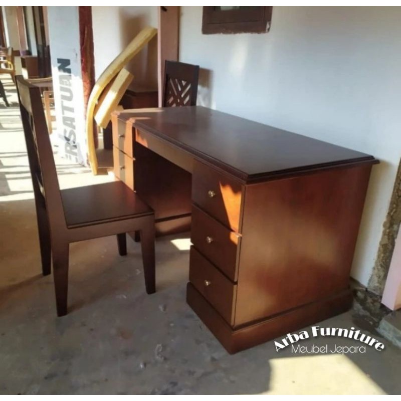 Jual SET MEJA KERJA DAN KURSI MINIMALIS KAYU JATI | Shopee Indonesia