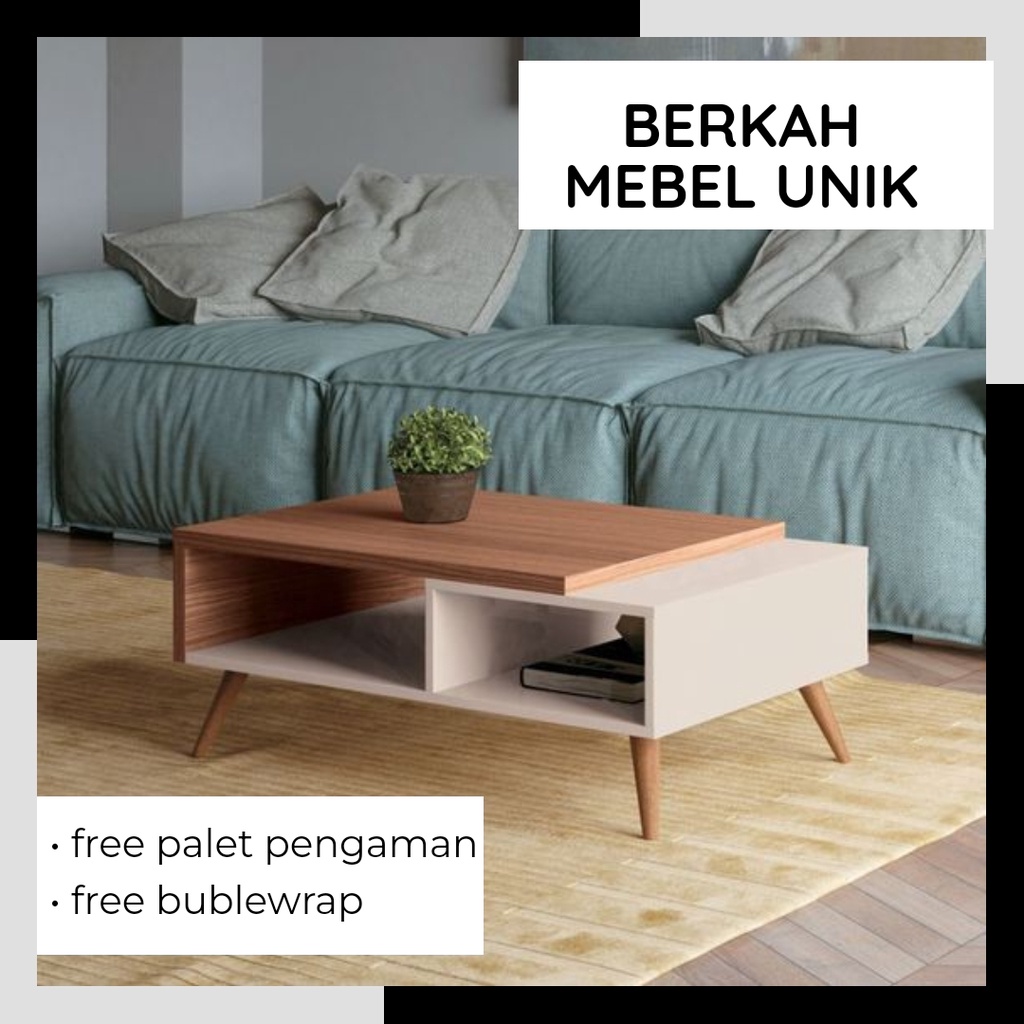 Jual Meja Tamu / Meja Kopi Modern Japandi Minimalis 2 Ruang ( mebel ...