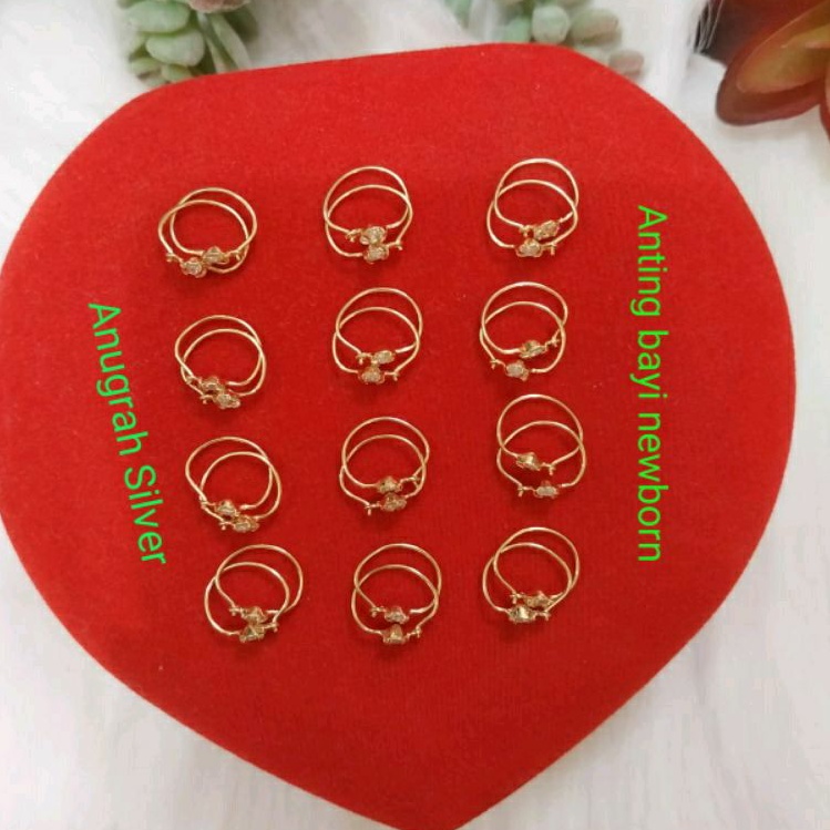 Jual Anting kenip khusus bayi Rose gold mata 1 zircon pth perak asli 925/Silver lapisan emas ...