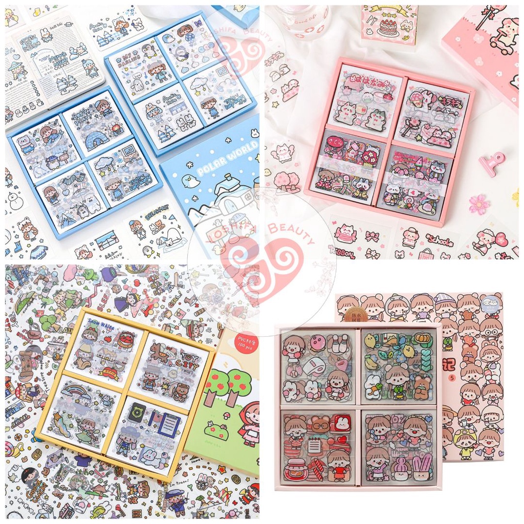 Jual Sticker PVC grosir Isi 100 | Sticker Lucu PET Isi 100 | Shopee ...