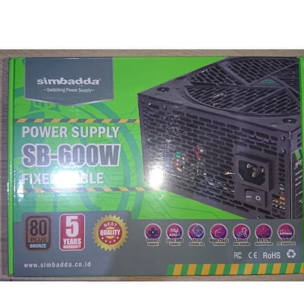 Jual Produk Unggulan Power Supply Simbadda Sb-600W Psu 600Watt 80 Plus ...