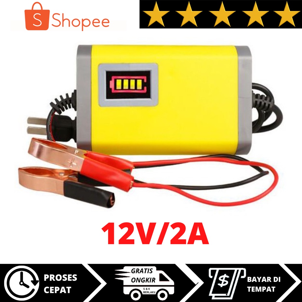 Jual Alat Cas Aki 12V 2A Portable Otomatis Charger Aki Portable 12V/2A ...