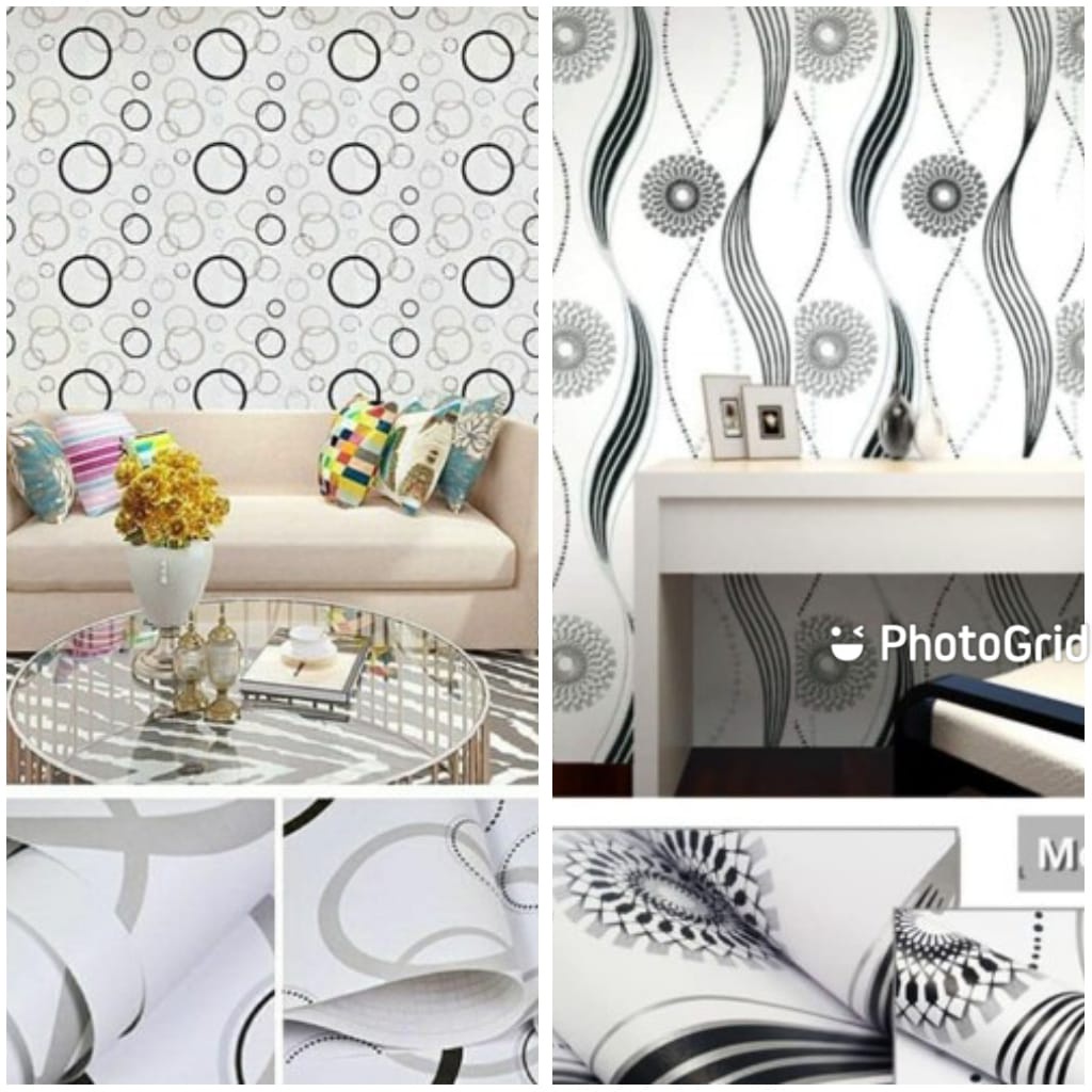 Jual Wallpaper Stiker Dinding Motif Hitam Putih Minimalis Dekorasi ...