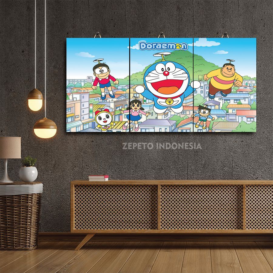 Jual POSTER KAYU KARTUN WALLPAPER DORAEMON LUCU DAN IMUT 60X30 MULTI ...