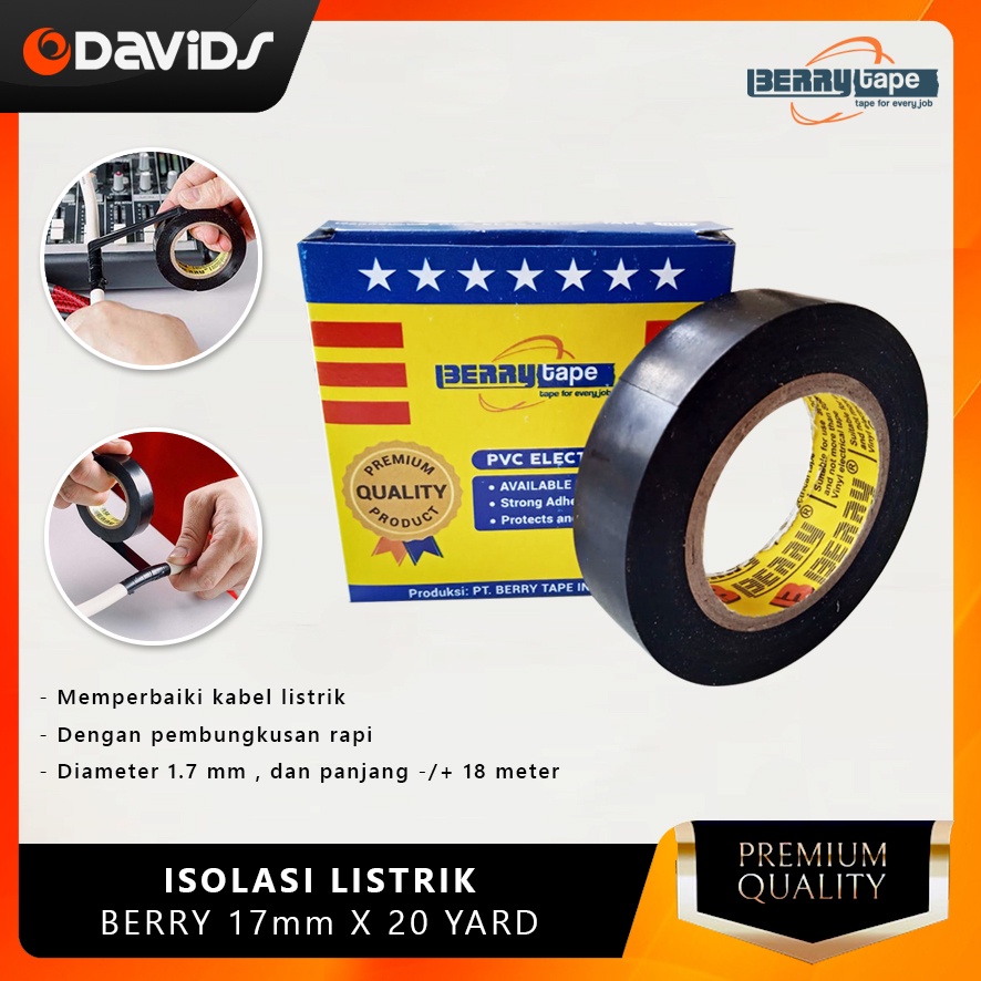 Jual Isolasi Listrik Solasi Kabel Lakban Hitam Selotip Solatip Bery ...