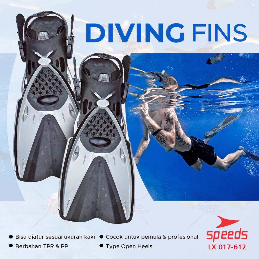 Jual SPEEDS Kaki Katak Fins Swimming Fin Diving Kaki Katak Selam Diving Snorkeling Fin 017-612 ...
