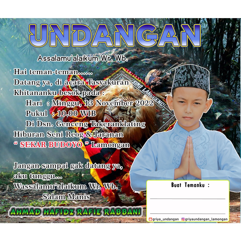 Jual UNDANGAN SUNAT | UNDANGAN KHITAN | UNDANGAN ULANG TAHUN | UNDANGAN ...