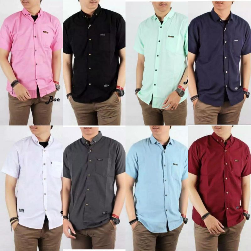Jual KEMEJA POLOS PRIA LENGAN PENDEK KATUN CASUAL KERJA DISTRO PREMIUM, Hem pria polos lengan ...