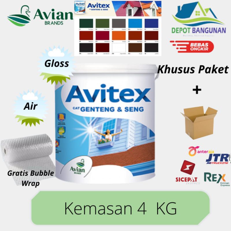 Jual Cat Genteng Dan Seng Cat Genteng AVITEX Ready Mix 4 KG PAKET ...