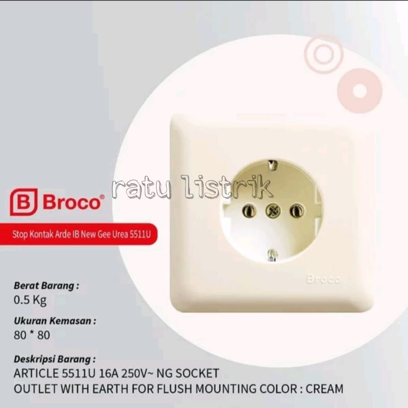 Jual Broco Stop Kontak Ib Tanam New Gee 5511U / Ib Stop Kontak Broco ...