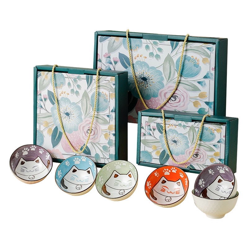 Jual W.S Hampers Mangkok Keramik Motif Kucing Jepang Pembawa rejeki ...
