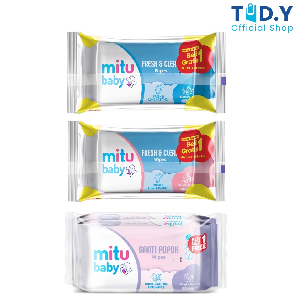 Jual Mitu Baby Wipes Fresh n Clean Blue | Pink 40s Buy 1 Get 1 Extra ...