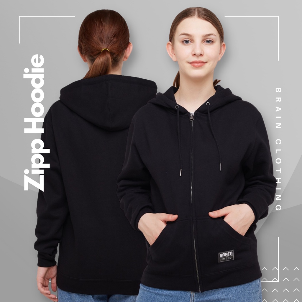 Jual Brain Clothing Zipper Hoodie Wanita ZIPP BLCK warna Hitam | Shopee ...