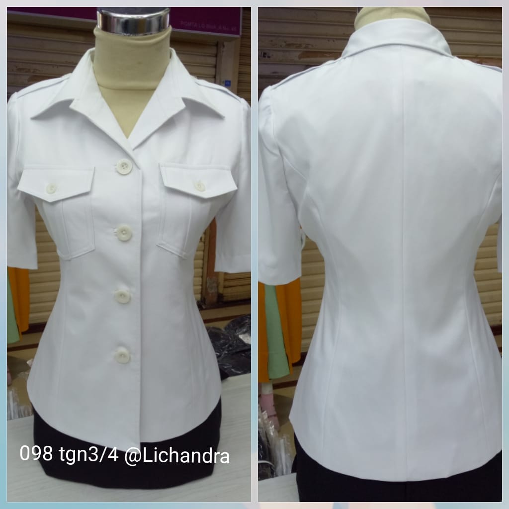 Jual SERAGAM PNS WANITA WARNA PUTIH TANGAN 3/4 SERAGAM KERJA LICHANDRA ...