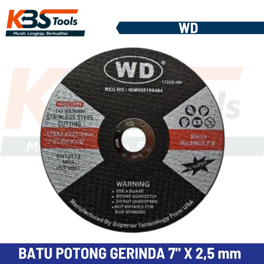 Jual Batu Potong WD 7 Inch x 2,5 mm - Mata Gerinda Potong Besi WD 7 ...