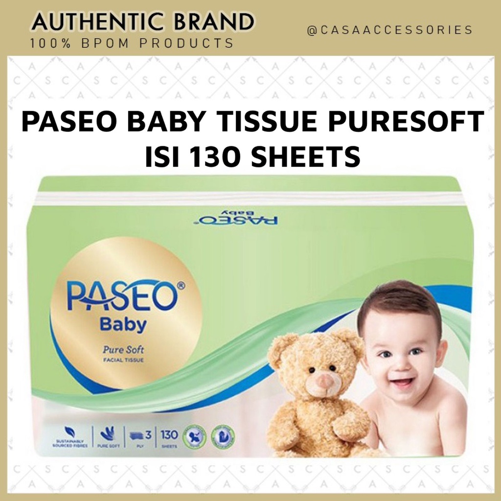 Jual Paseo Baby Tissue PureSoft 130 sheets (3 ply) / Paseo Baby Pure ...