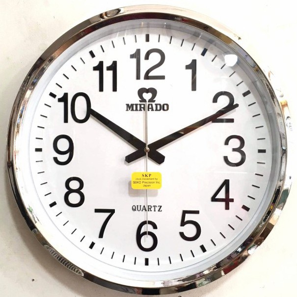 Jual JAM DINDING MIRADO 8818 BULAT PUTIH RING SILVER ANGKA TIMBUL ...