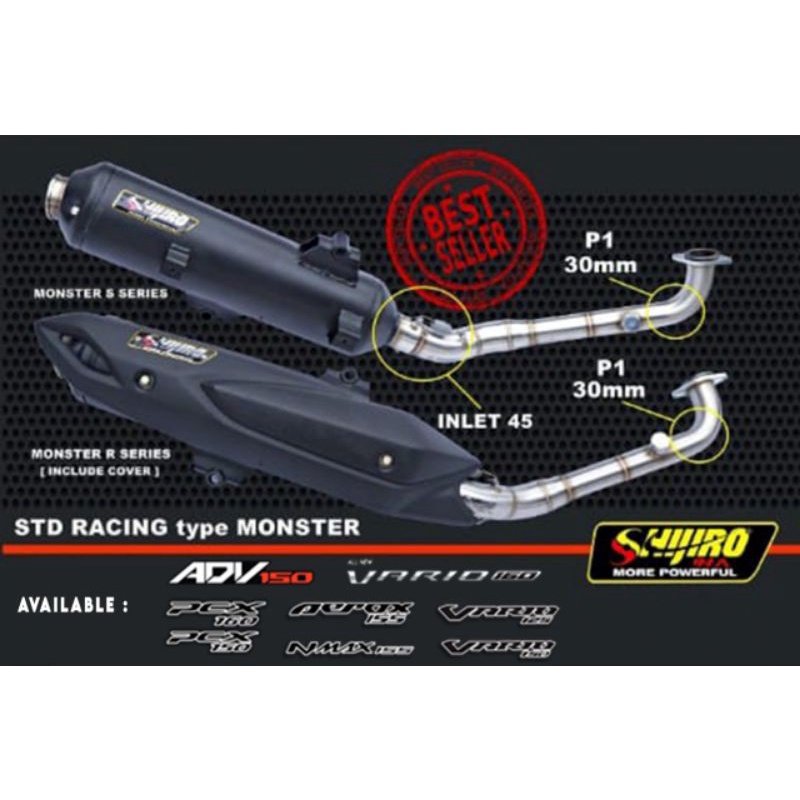 Jual Knalpot Shijiro Standar racing Tipe Monster Aerox N max Pcx Vario ...