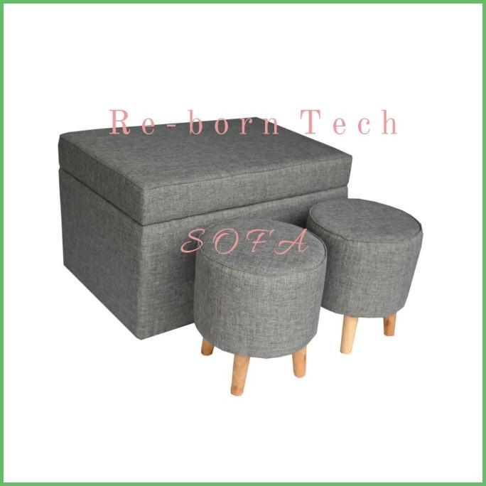 Jual Sofa bench storage + 2 pc Puff Stool | Shopee Indonesia