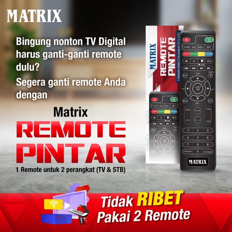 Jual Remote Pintar Matrix 1 Remot Untuk 2 Perangkat (TV & STB) | Shopee ...