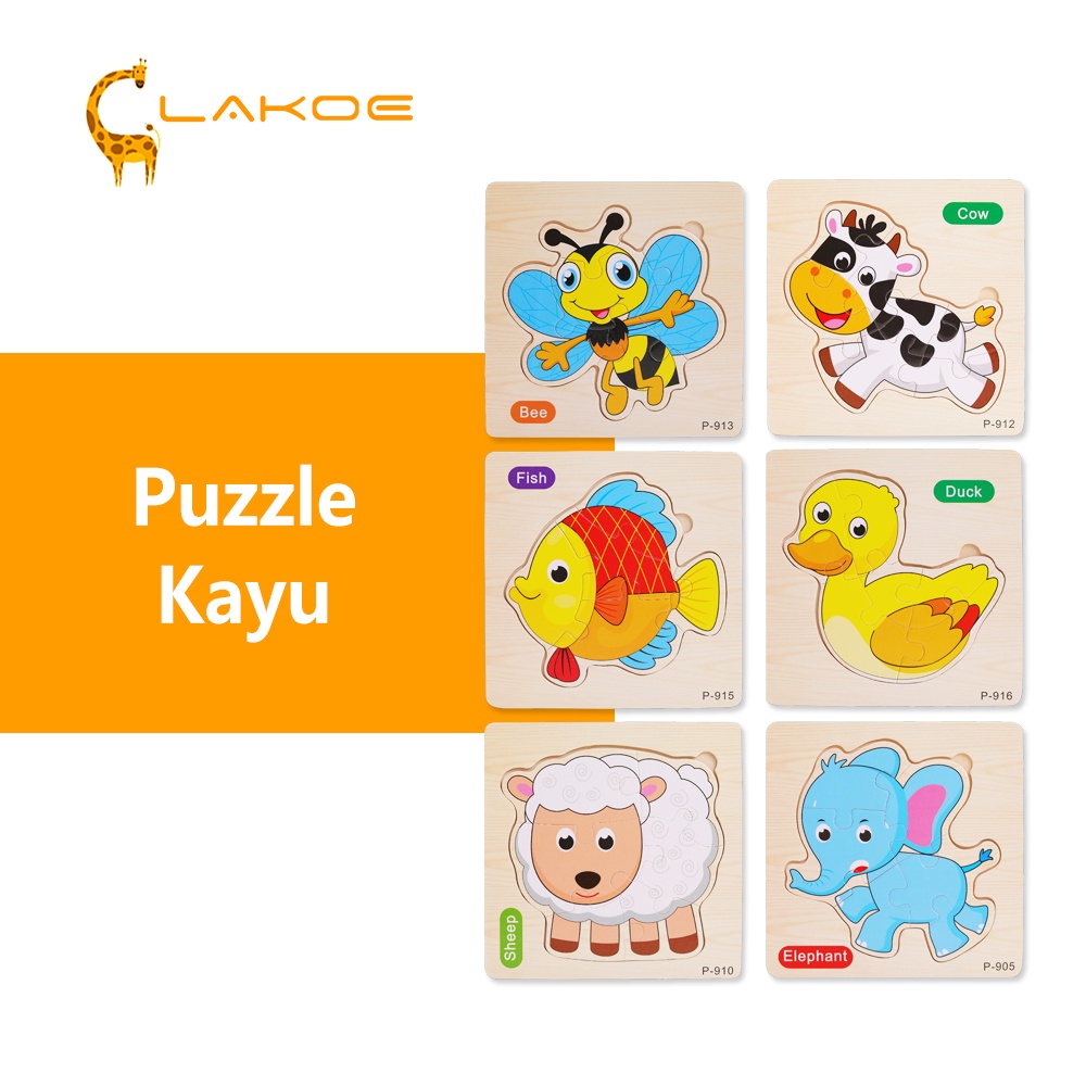 Jual LAKOEOFFICIALMALL Mainan Puzzle Kayu Anak Motif Hewan Wooden Toys ...