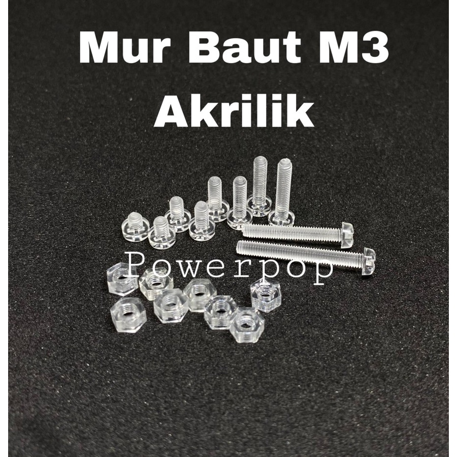 Jual Mur Baut M3 Acrylic Bening Akrilik M3x4 M3x5 M3x6 M3x8 M3x10 M3x15 ...