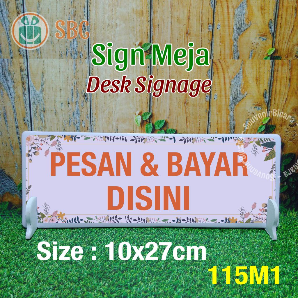 Jual PESAN & BAYAR DISINI Table Sign Penanda Meja Desk Sign 10x27cm ...