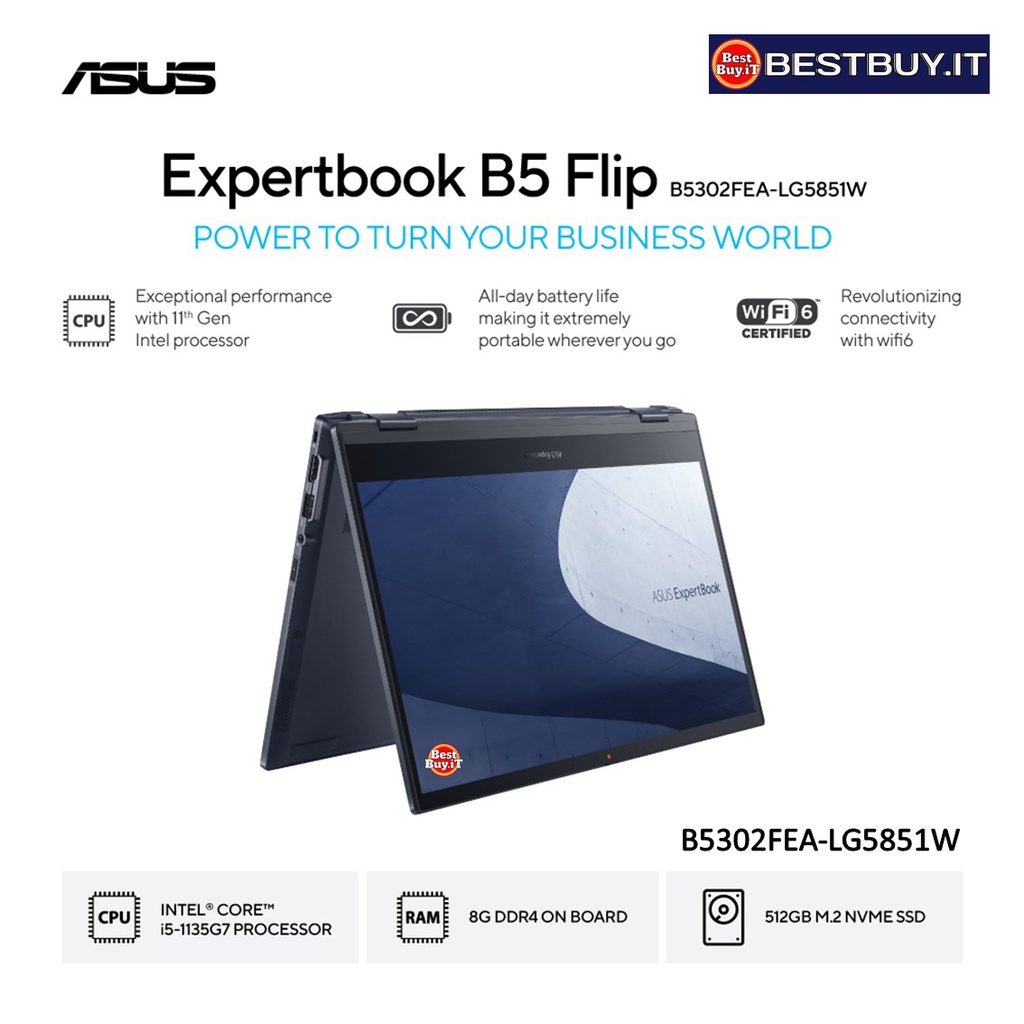 Jual ASUS EXPERTBOOK B5 FLIP B5302FEA I5-1135G7 8G 512G 13.3" FHD TOUCH WIN | Shopee Indonesia