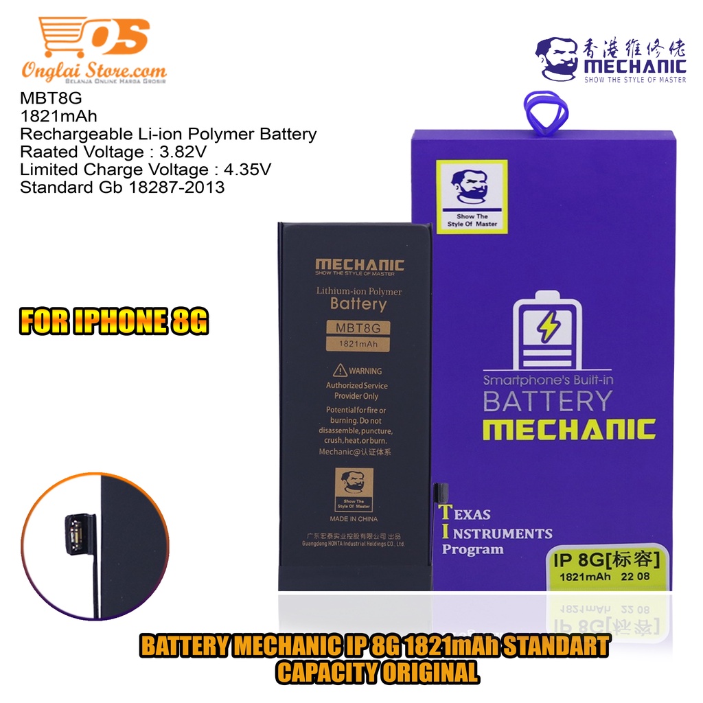 Jual Battery Mechanic IP 8G 1821mAh Standar Capacity Original | Shopee Indonesia