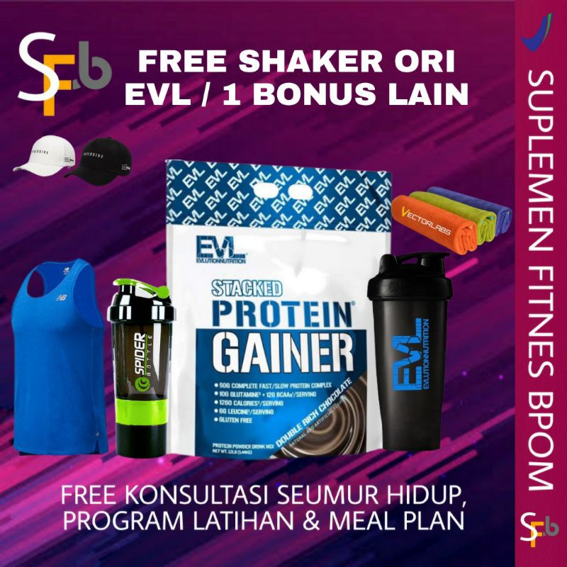 Jual Evl Evlution Stacked Protein Gainer 12 Lbs Suplemen Susu Fitnes