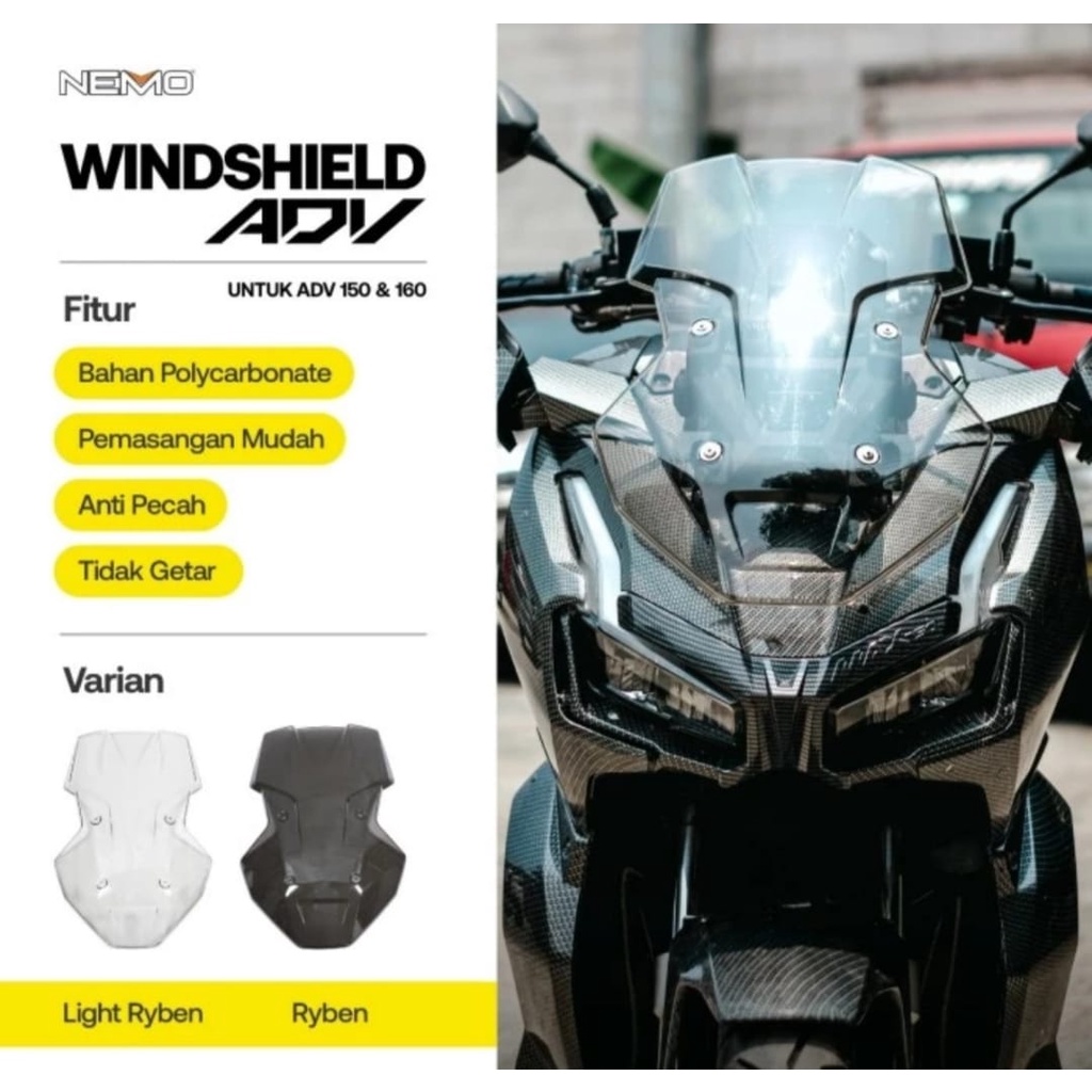 Jual Windshield ADV 150 / ADV 160 Nemo Anti Pecah Windshiel ADV 150 ...
