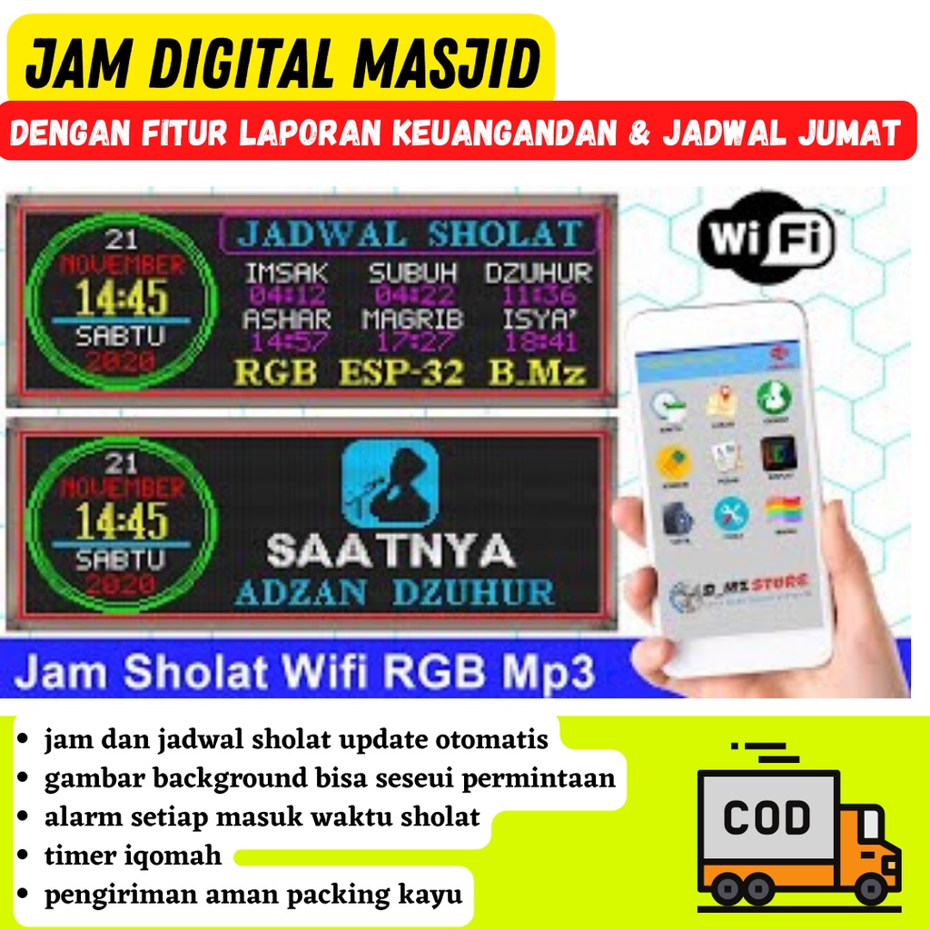 Jual Jam digital Masjid dengan fitur laporan keuangan dan jadwal khotib ...