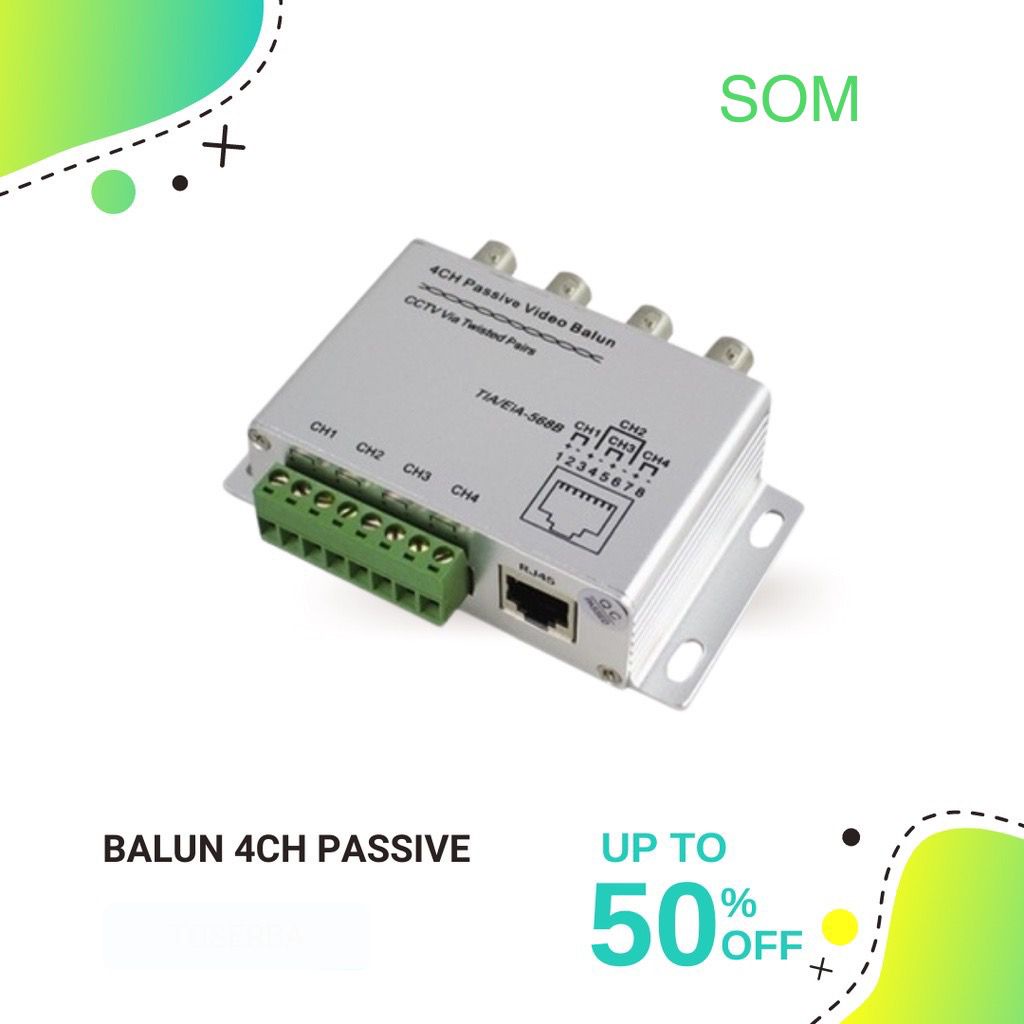Jual VIDEO BALUN CCTV 4CH PASSIVE AHD/TVI/CVI/CVBS Up to 5MP EIA-568B ...