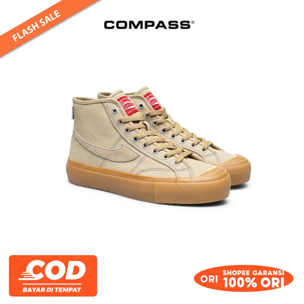 Jual [ORIGINAL NEW] SEPATU COMPASS GAZELLE HI CAPPUCINO | Shopee Indonesia