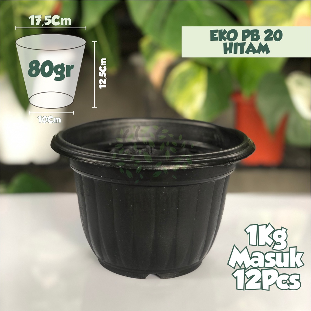 Jual Pot Bunga Hitam Merk EKO PB Ukuran 20 Pot Bunga Tebal Tanaman Hias ...