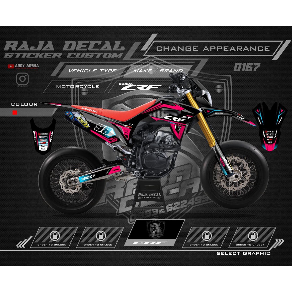 Jual Decal Sticker_ Stiker Fullbody CRF 150 Supermoto Desain Minimalis ...