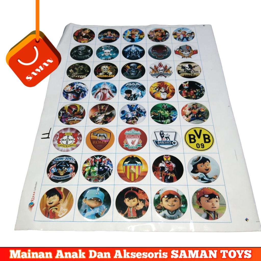 Jual 1 LEMBAR MAINAN TAZOS BESI TEBAL ISI 40 PCS, tazos besi mainan ...